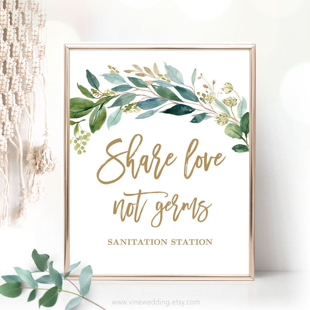 Share Love Not Germs Sign, Printable Bridal Shower Sign, Wedding ...