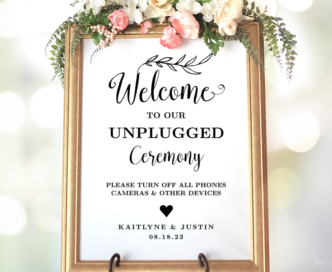 Unplugged Wedding Sign, Printable Rustic Wedding Unplugged Wedding Sign ...