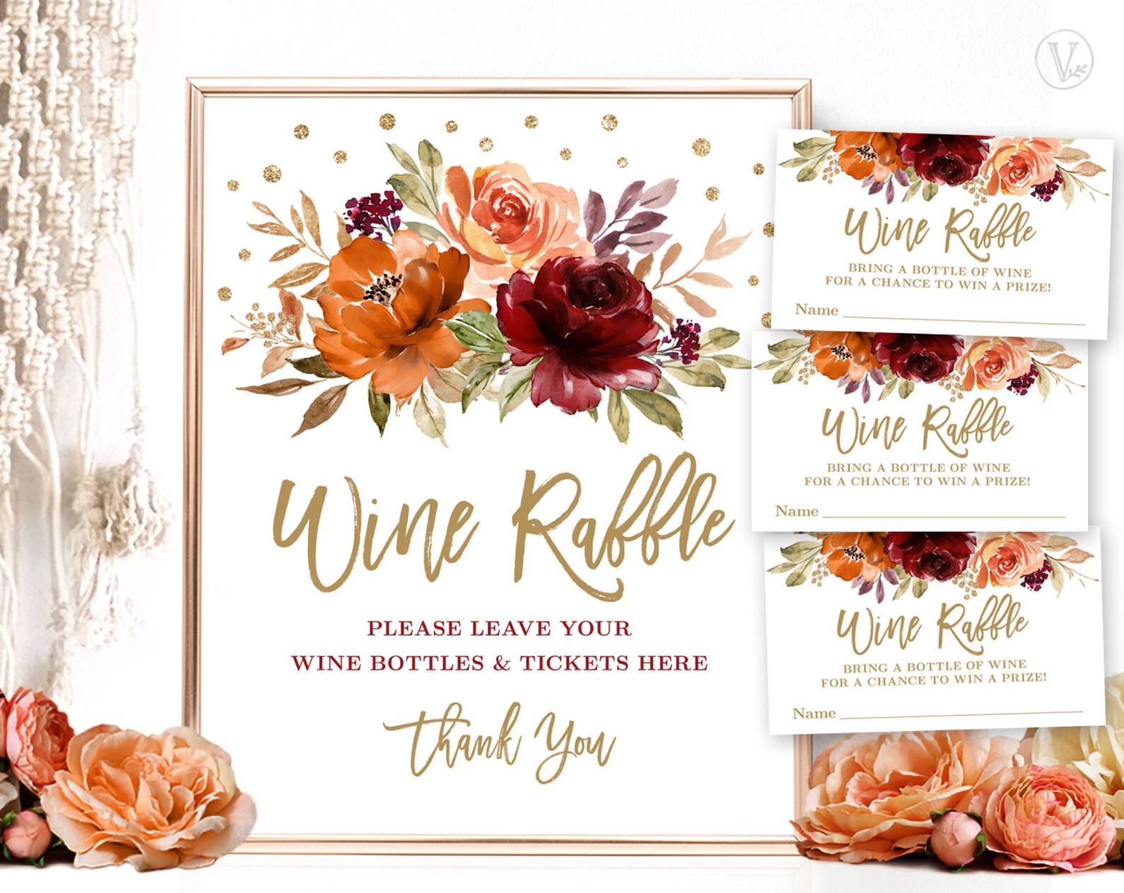 Wine Raffle Sign and Tickets Printable Bridal Shower Game - Etsy