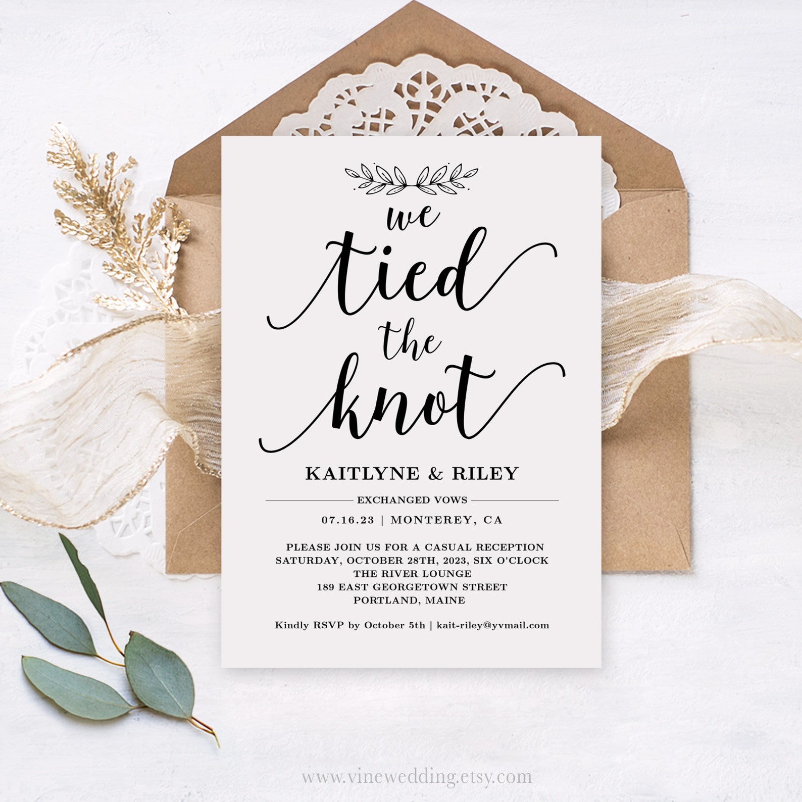 Elopement Reception Invitation Template, Printable Elopement ...