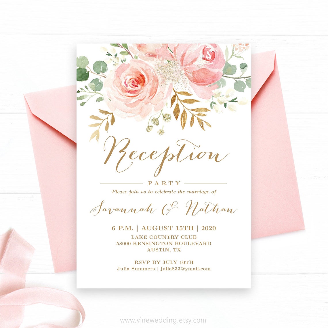 Wedding Reception Party Invitation Printable Reception Party - Etsy