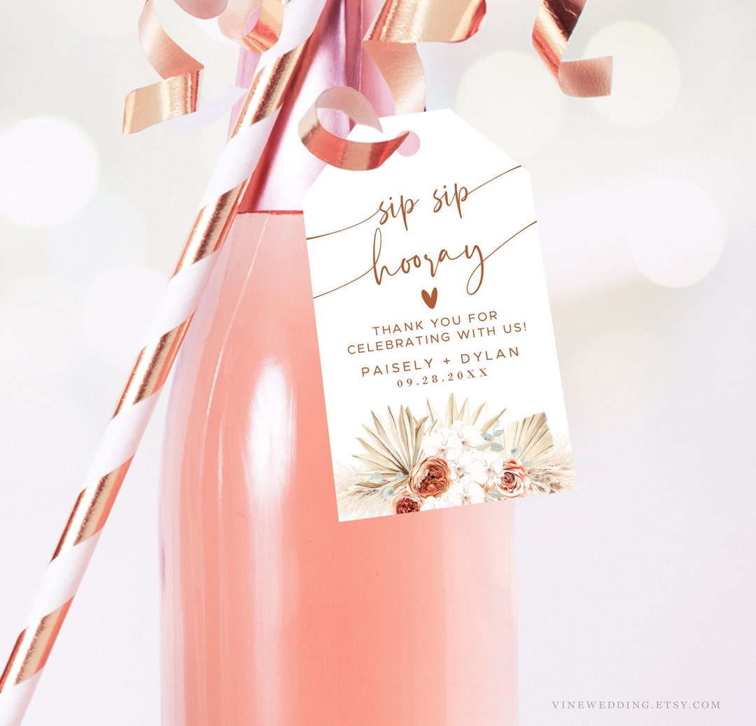 Boho Floral Wedding Favor Tag Template, Printable Wedding Favor Tag ...