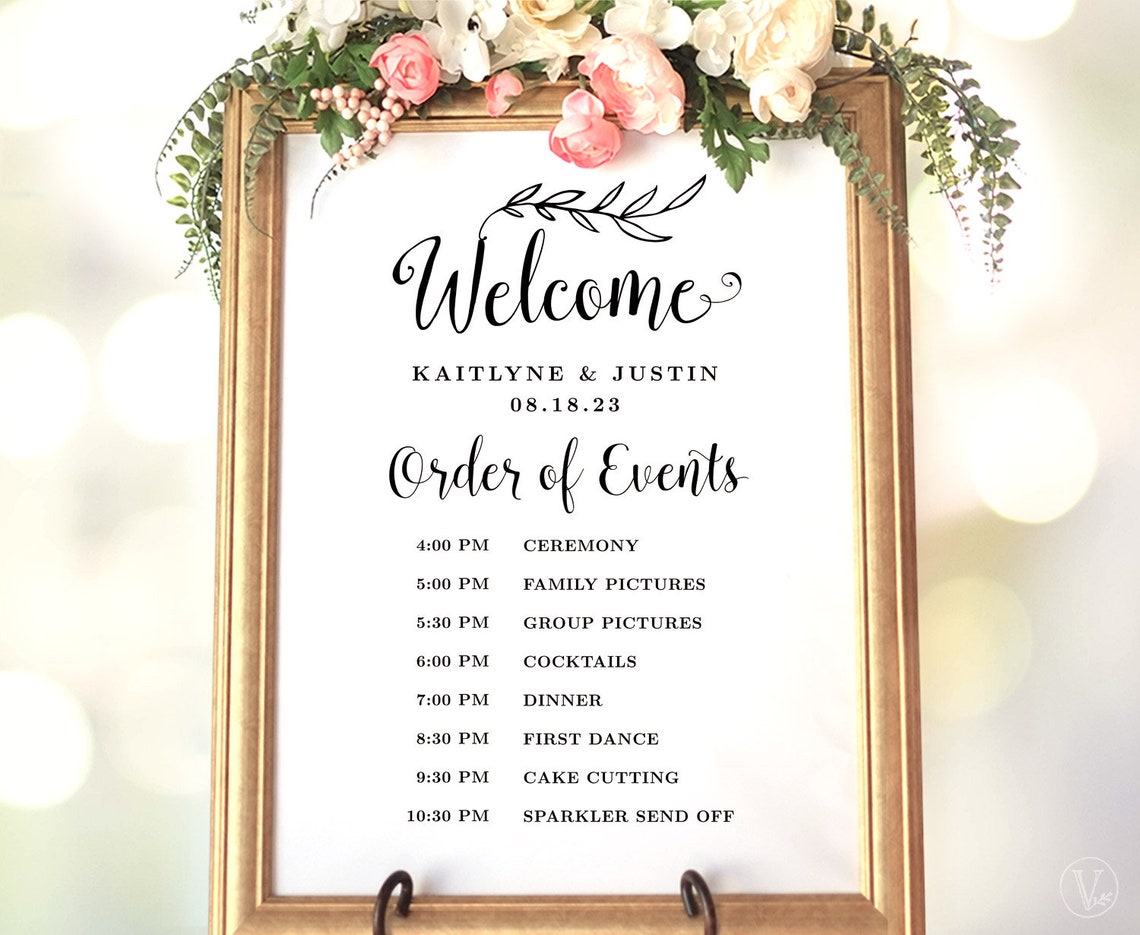 Wedding Order of Events Sign Printable Rustic Wedding - Etsy