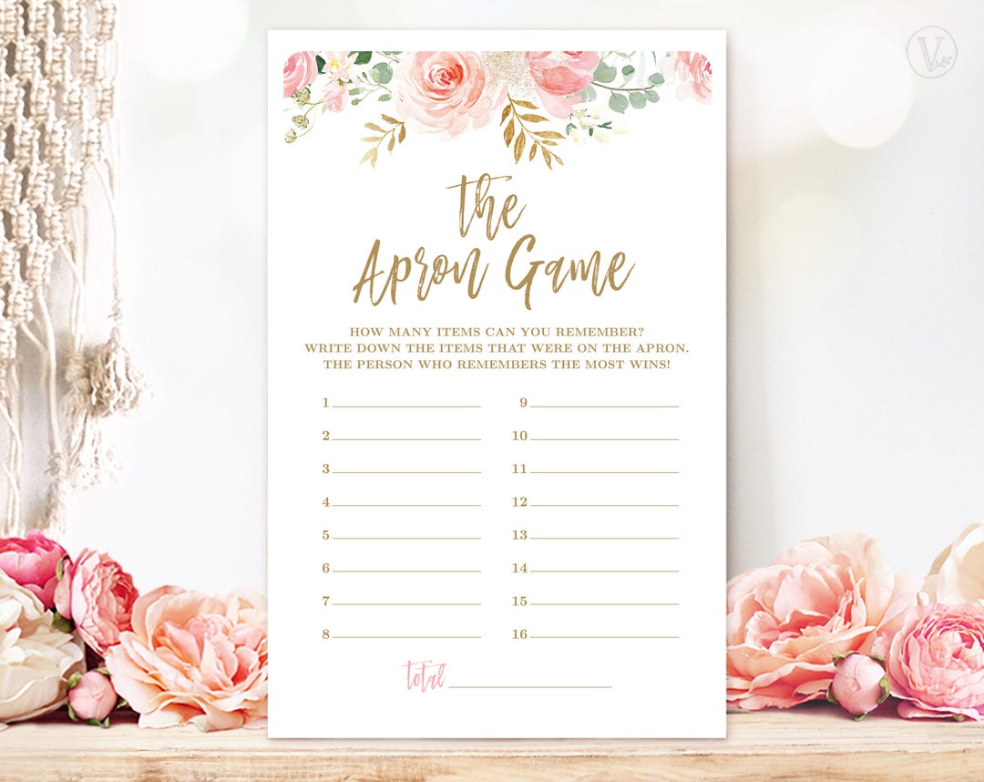 The Apron Game Bridal Shower Game, Printable Bridal Party Games, Bridal ...