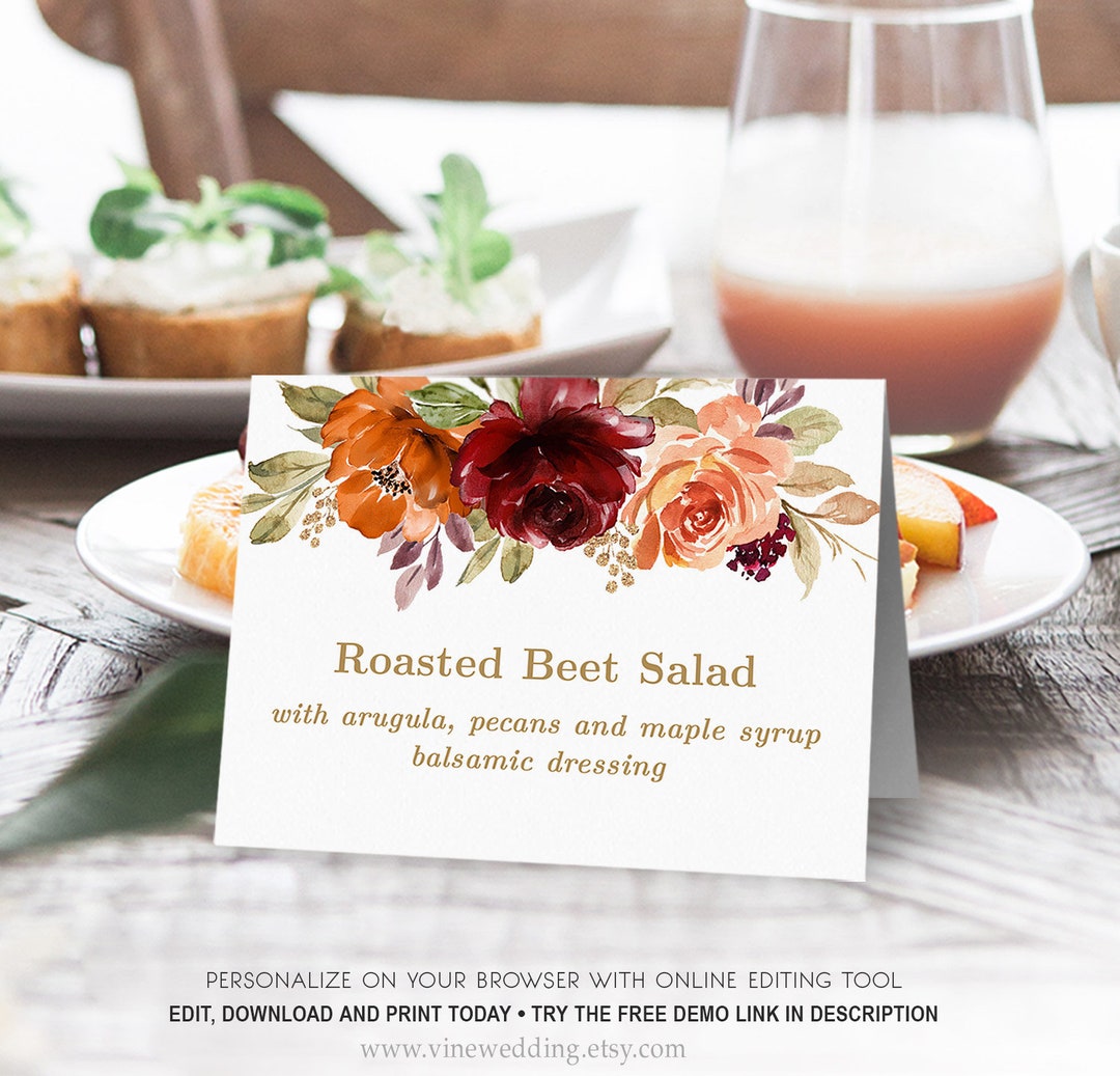 Editable Buffet Food Sign, Tent Card, Food Label Template, Printable, 5 ...