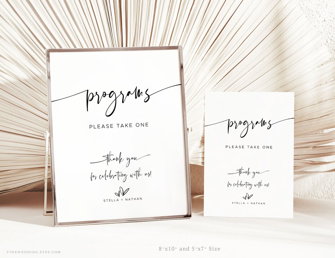 Wedding Programs Sign, Printable Wedding Programs Sign Template ...