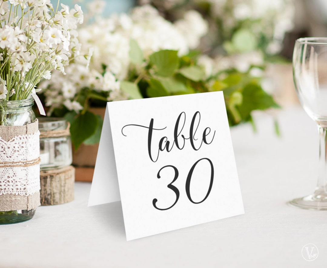 Wedding Table Numbers 1–60 , Tented Table Numbers, Printable Wedding ...