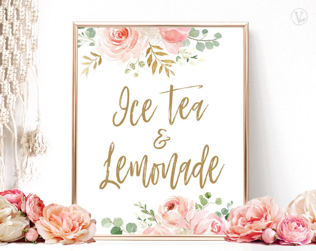 Ice Tea & Lemonade Sign, Printable Ice Tea and Lemonade Sign, Bridal ...