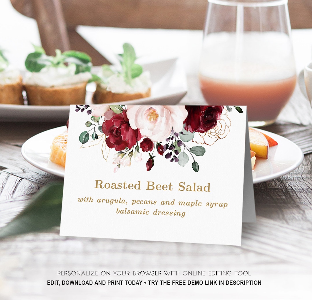 Buffet Food Sign, Tent Card, Printable Buffet Food Label Template ...