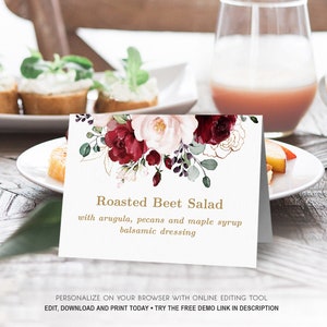 Buffet Food Sign, Tent Card, Printable Buffet Food Label Template ...