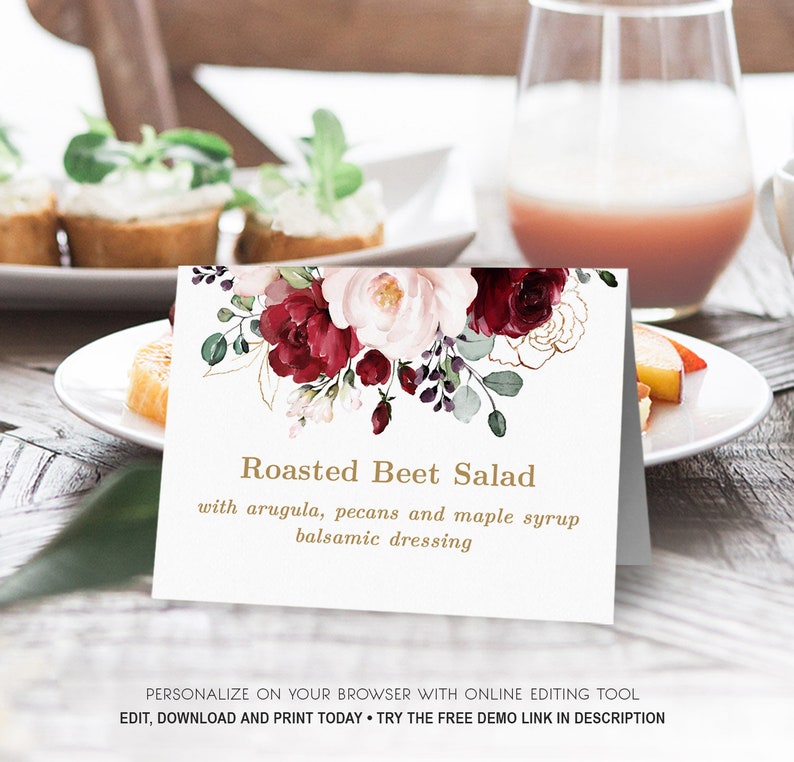 Buffet Food Sign, Tent Card, Printable Buffet Food Label Template ...
