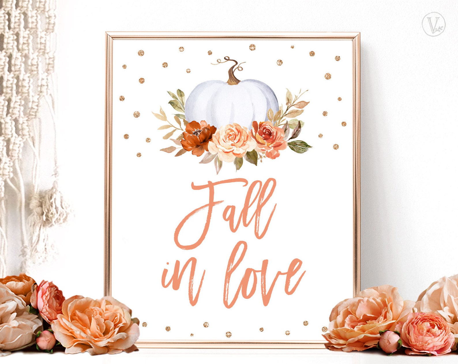 Fall in Love Sign Printable Bridal Shower Sign Table Decor - Etsy