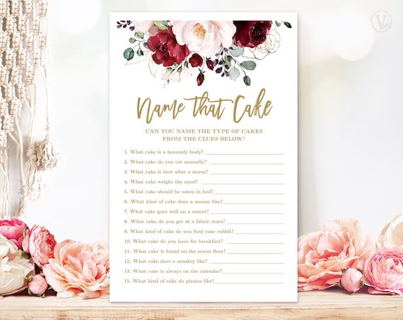 Bridal Shower Game Name That Cake Game Printable Cake Game - Etsy