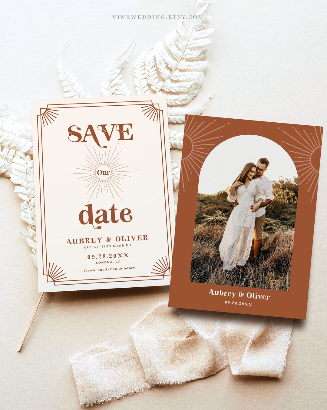 Retro Save the Date Card, Editable Save Our Date Card Template, Save ...