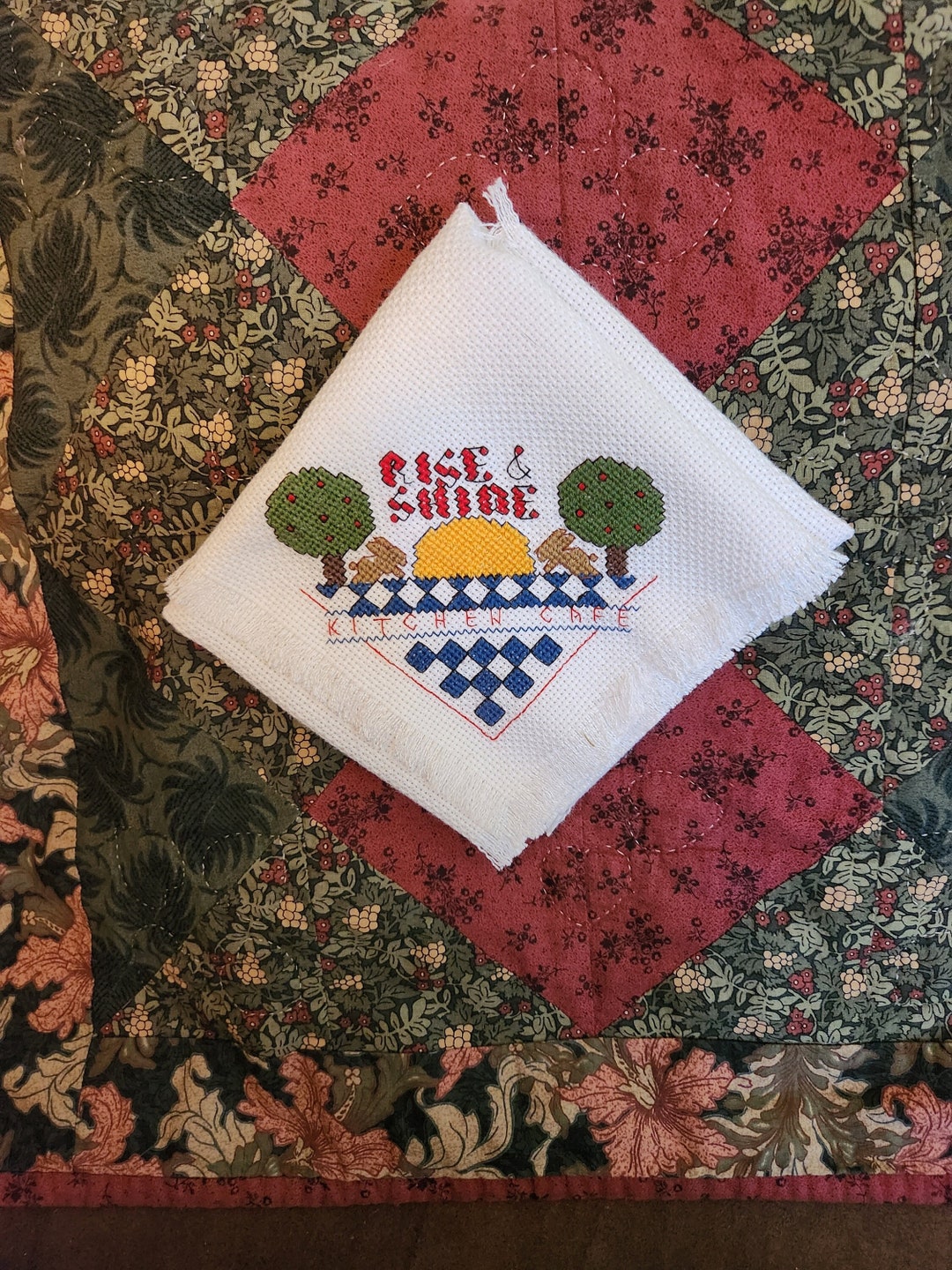 Cross Stitch Bread Cloth Rise & Shine Kitchen Cafe. No International ...