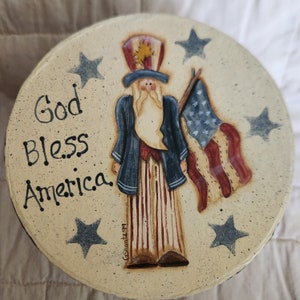 Primitive Handpainted Americana Uncle Sam Paper Mache Box. No ...