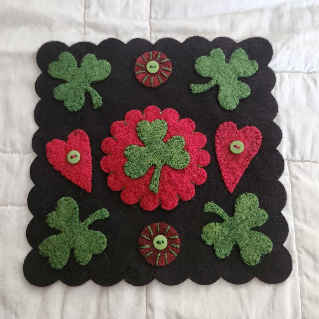Handmade Wool Felt Shamrock Penny Rug. No International Shipping. - Etsy