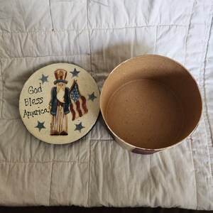 Primitive Handpainted Americana Uncle Sam Paper Mache Box. No ...