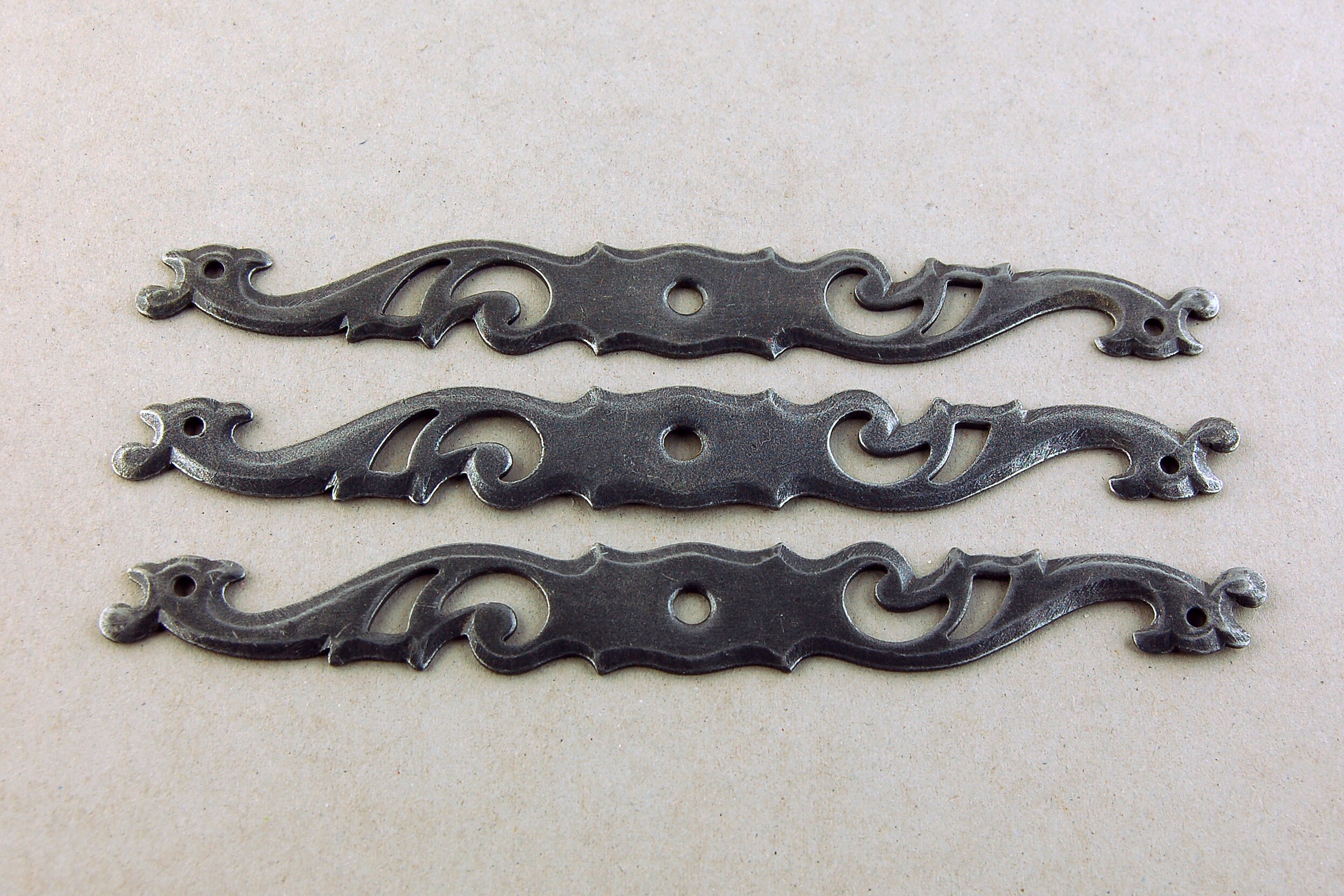 Brushed Metal Furniture Appliques French Vintage Set of - Etsy