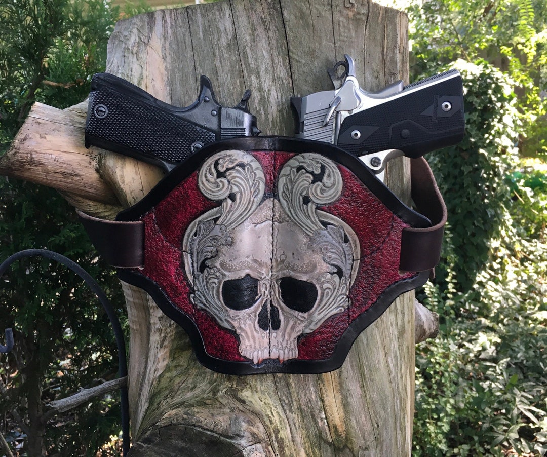 Skull Holster Hand Tooled Leather Holster. 1911, Ruger, Kimber, Glock ...