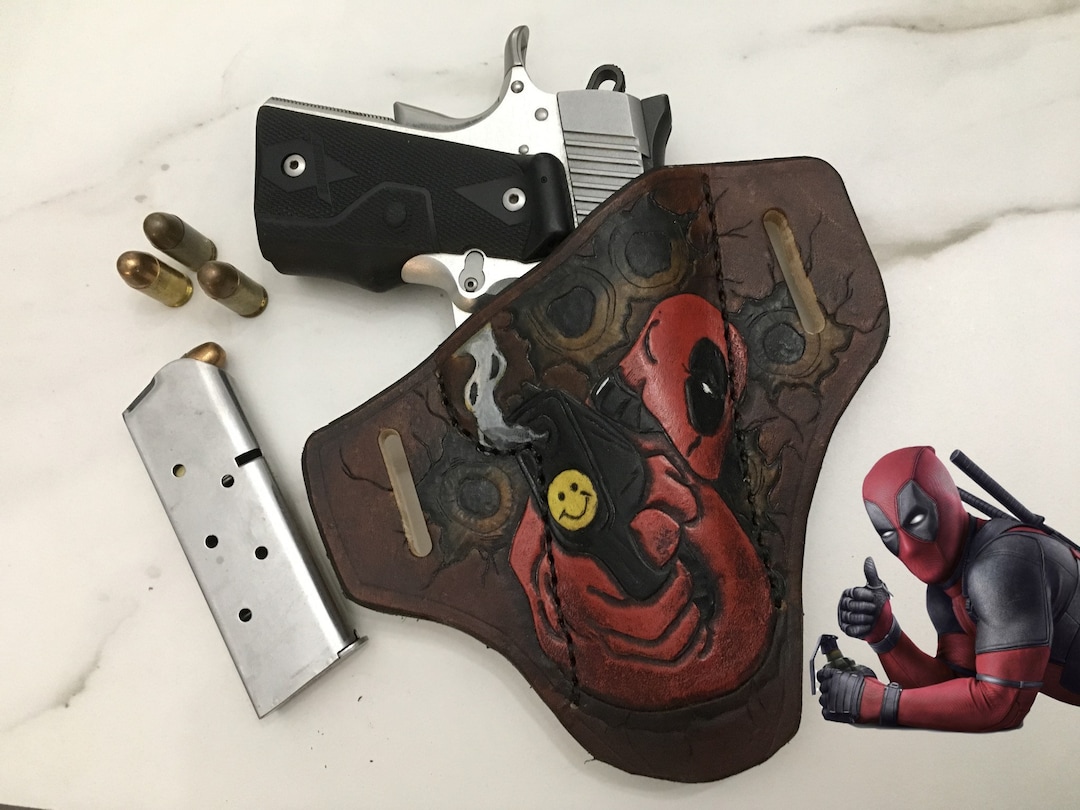 Deadpool Holster Hand Tooled Leather Holster. 1911, Ruger, Kimber ...