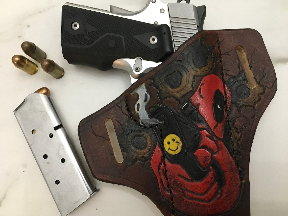 Deadpool Holster Hand Tooled Leather Holster. 1911, Ruger, Kimber ...
