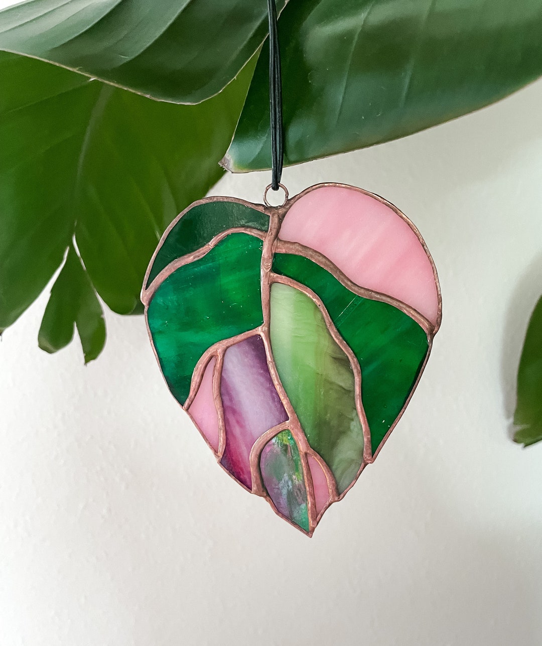 Pink Princess Philodendron Stained Glass Suncatcher - Etsy