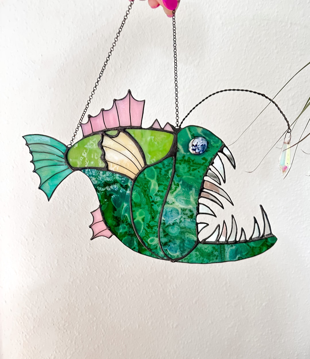 Angler Fish Stained Glass Suncatcher - Etsy