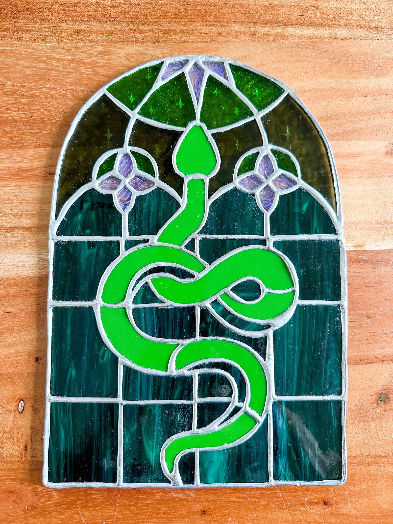 Green Serpent Stained Glass Decor - Etsy