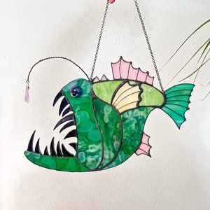 Angler Fish Stained Glass Suncatcher - Etsy