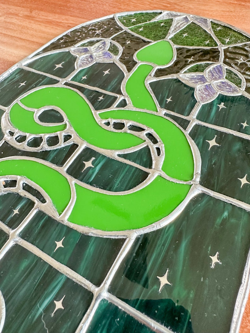 Green Serpent Stained Glass Decor - Etsy