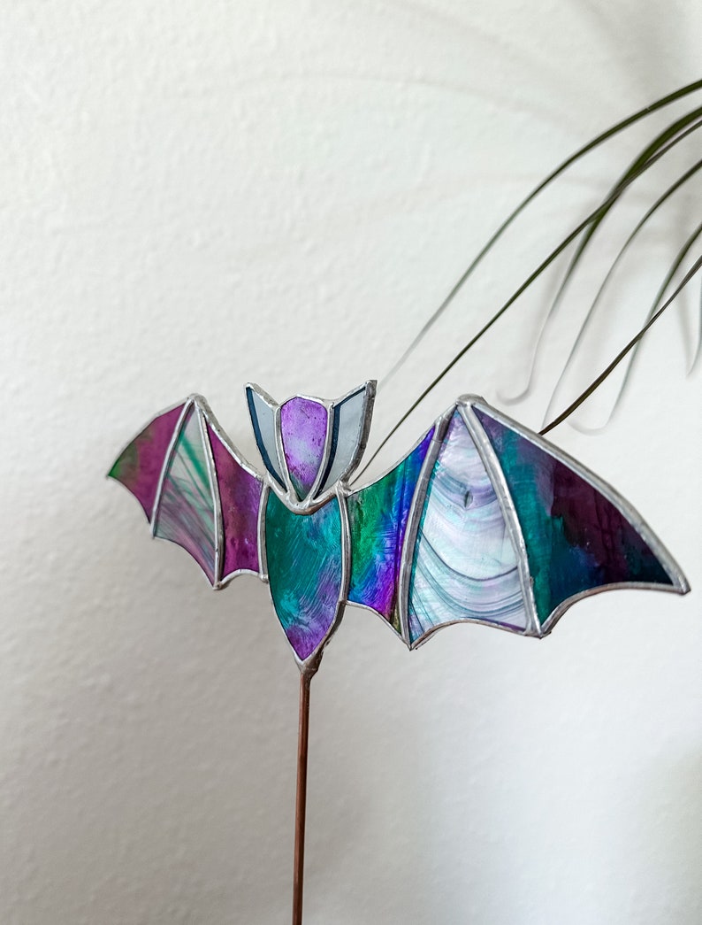 Batty Bat Stained Glass Plant Stake - Etsy