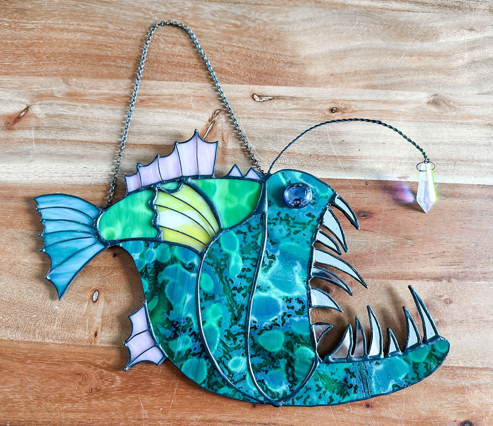 Angler Fish Stained Glass Suncatcher - Etsy