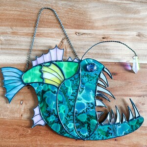 Angler Fish Stained Glass Suncatcher - Etsy