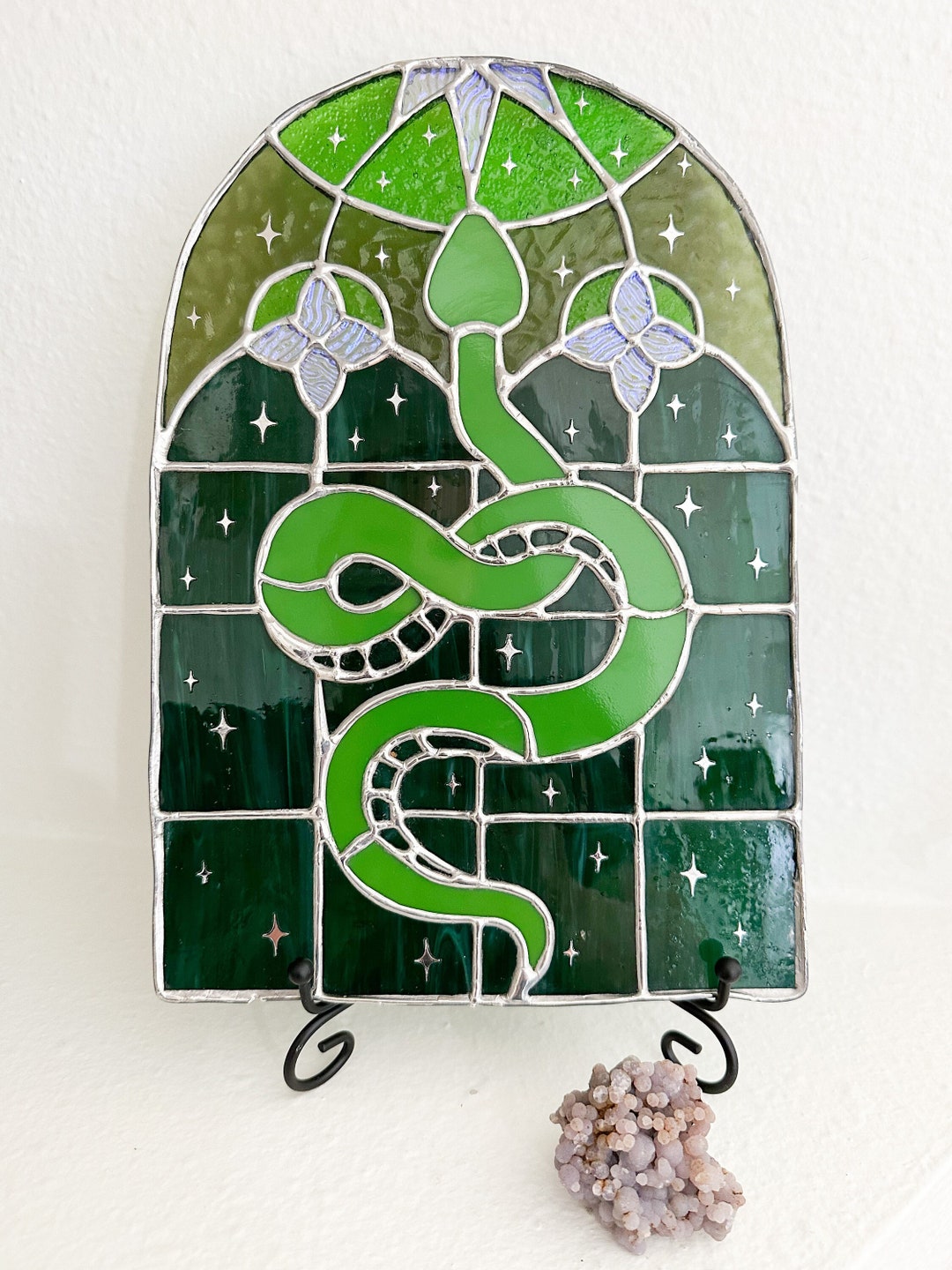 Green Serpent Stained Glass Decor - Etsy