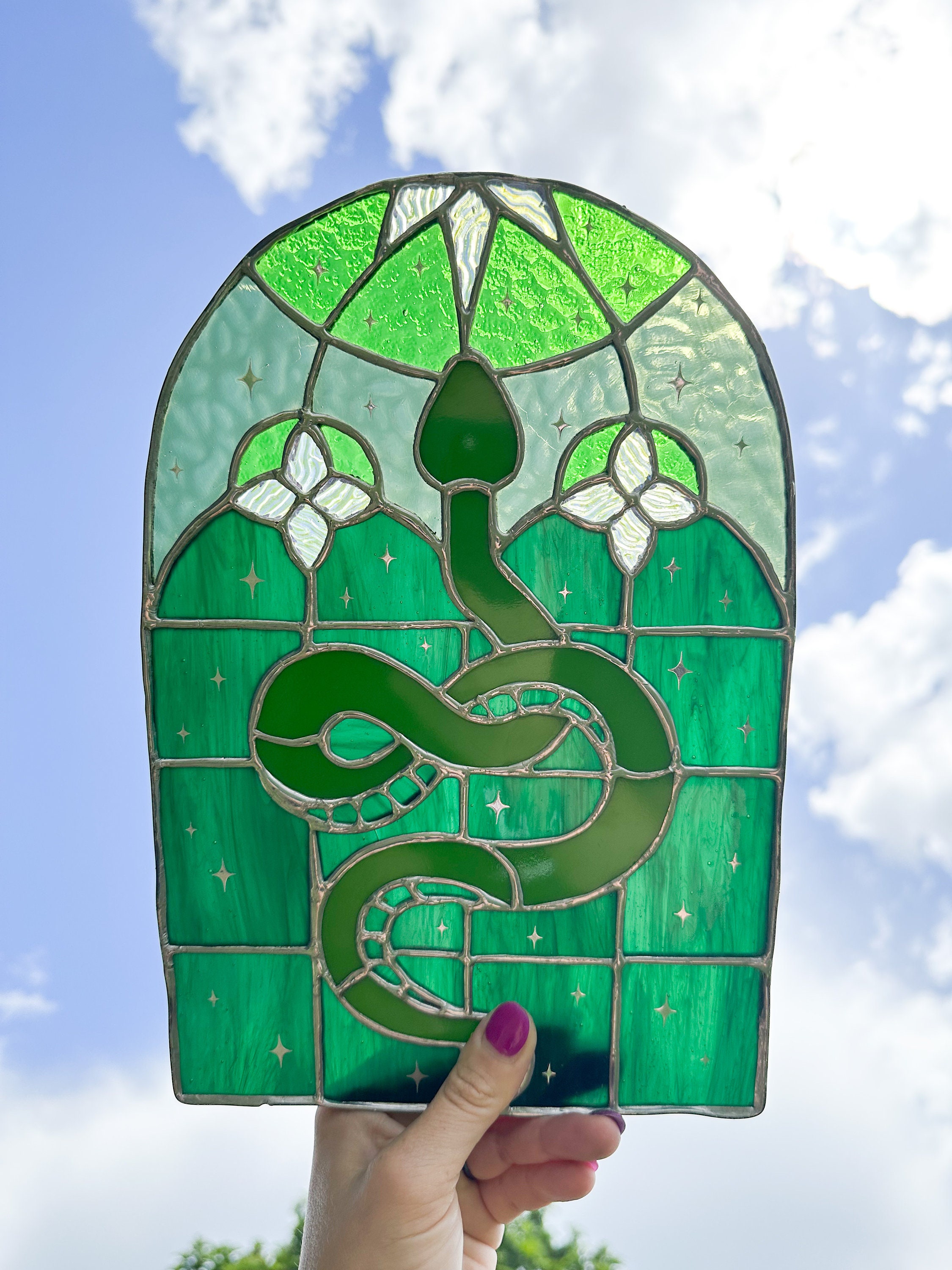 Green Serpent Stained Glass Decor - Etsy