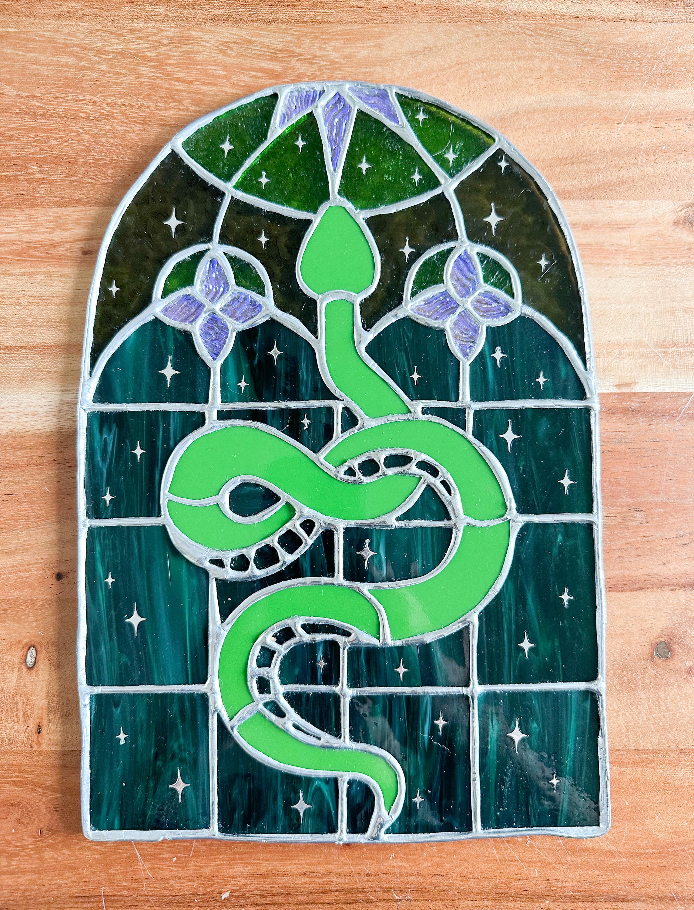 Green Serpent Stained Glass Decor - Etsy