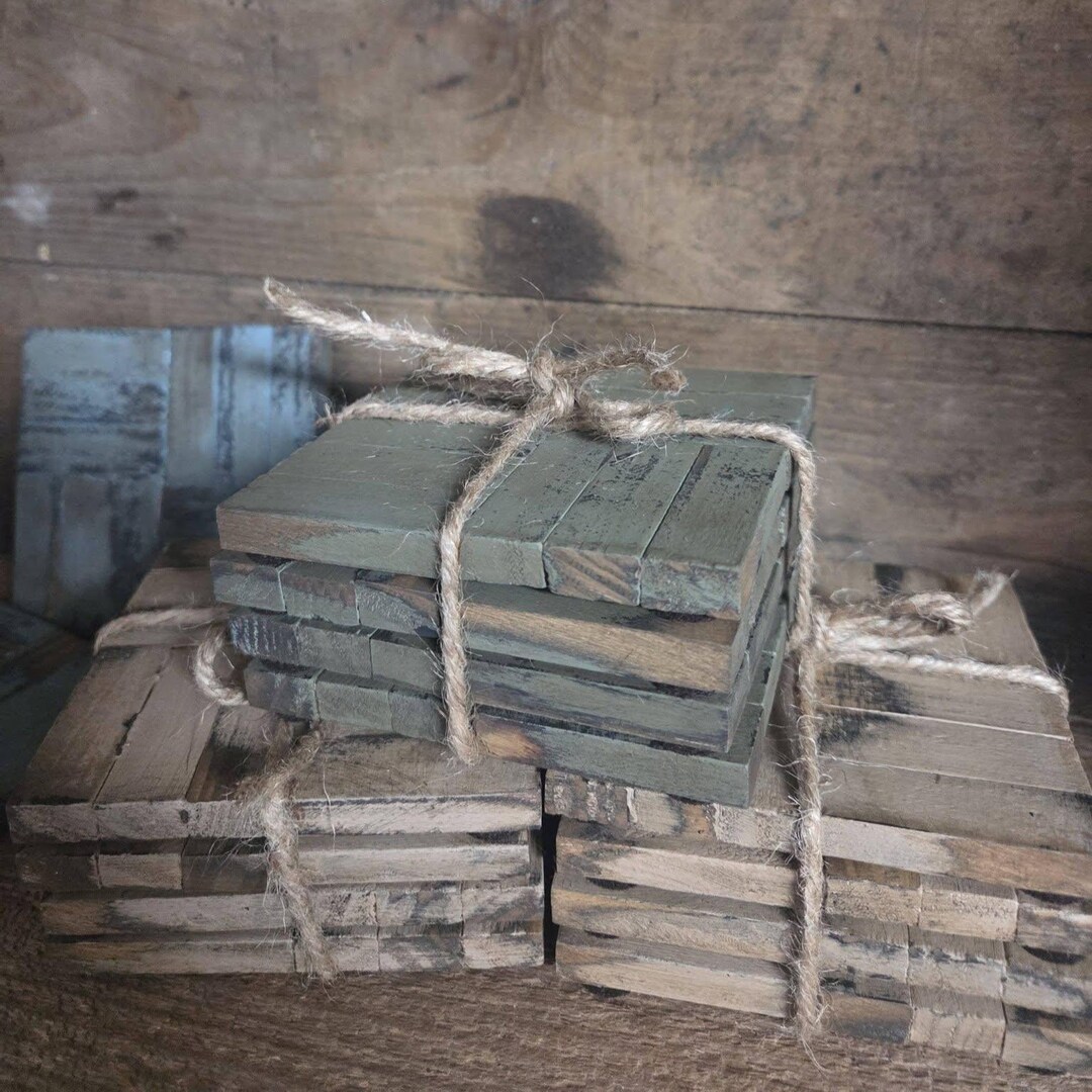 Primitive Wooden Plank Coasters ~ Set of 4 ~ Rustic, Country, Farmhouse ...