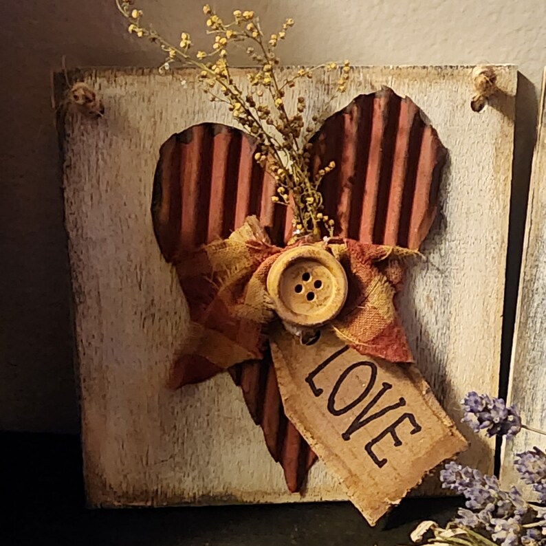 Valentine LOVE Heart Peg Hanger Rustic Farmhouse Decor Country Charm ...