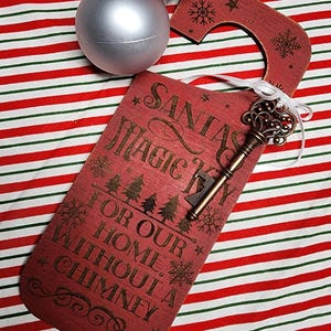 Santa's Magic Key RED Handmade Christmas Decor Primitive Country Rustic ...