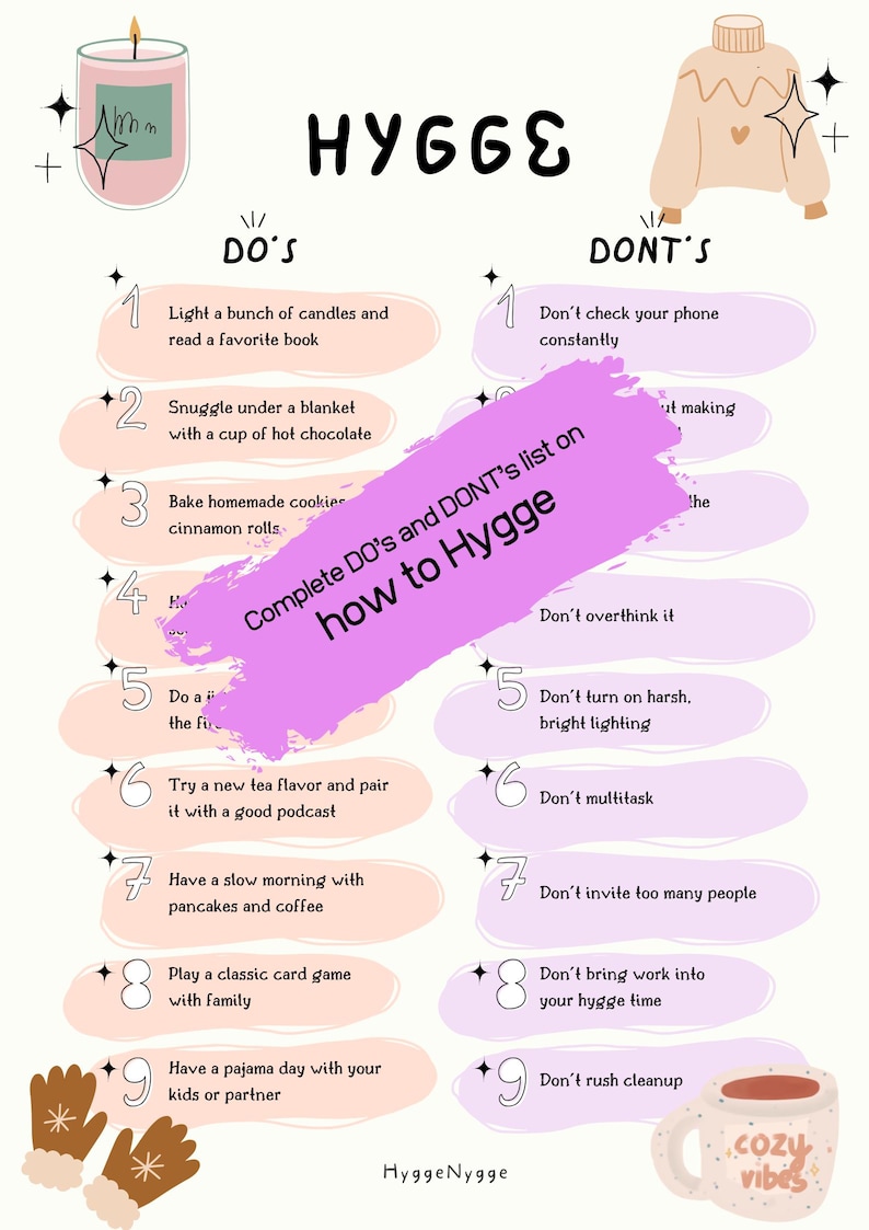 The Ultimate Hygge Do & Don't Checklist - Printable Cozy Living Guide ...