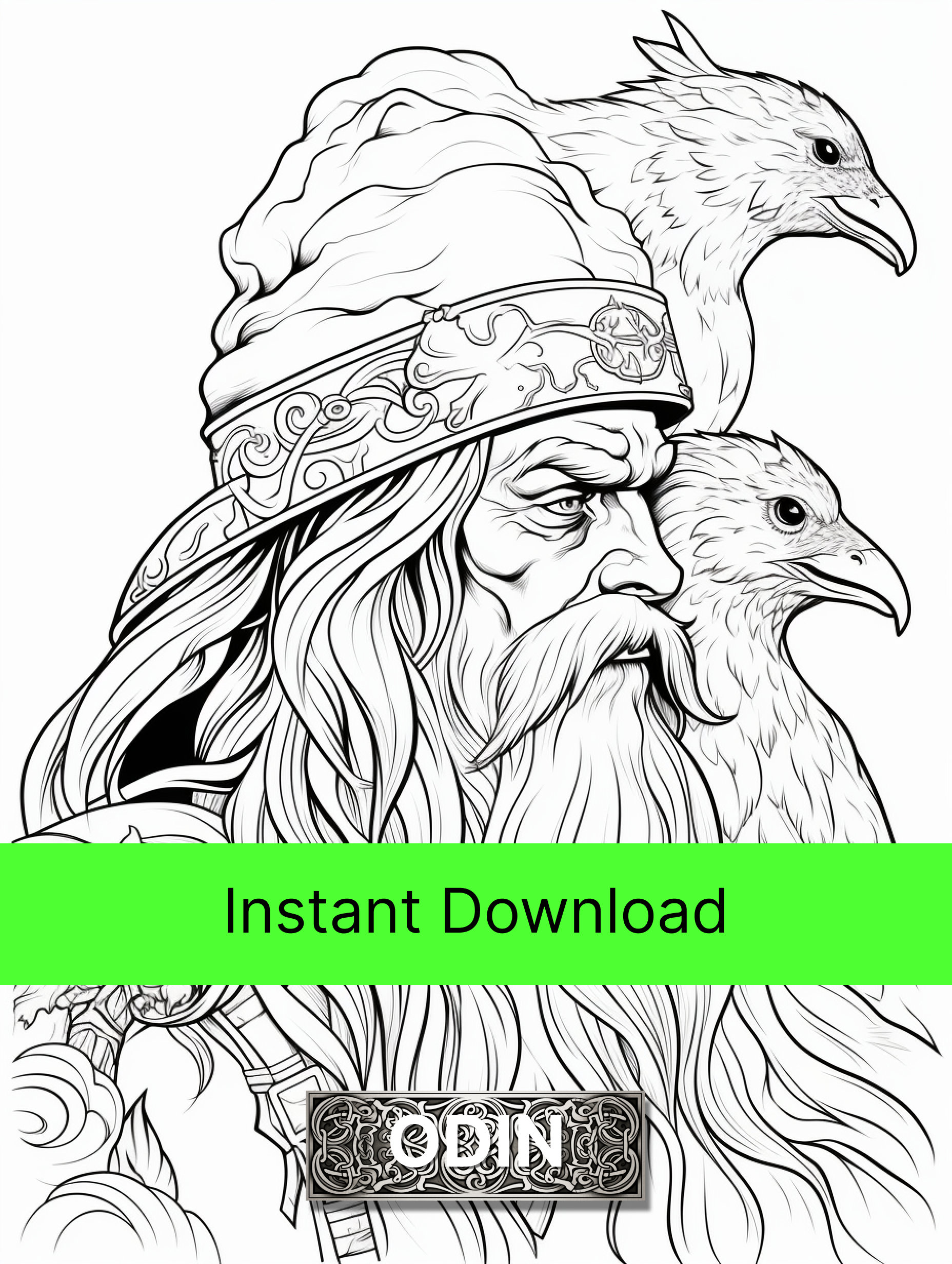 Norse Mythology Coloring Pages: Thor, Odin, Freya (digital Download ...
