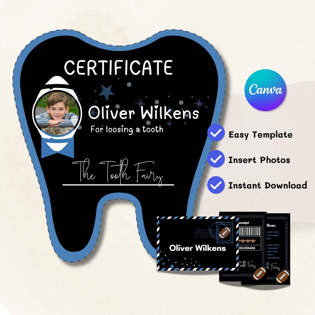 Football Tooth Fairy Set: Printable Letter, Certificate, Receipt ...