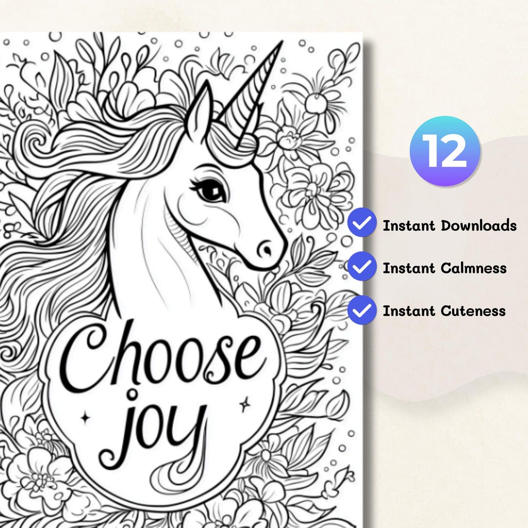 12 Motivational Coloring Pages With Flowers, Rainbows & Unicorns - Etsy
