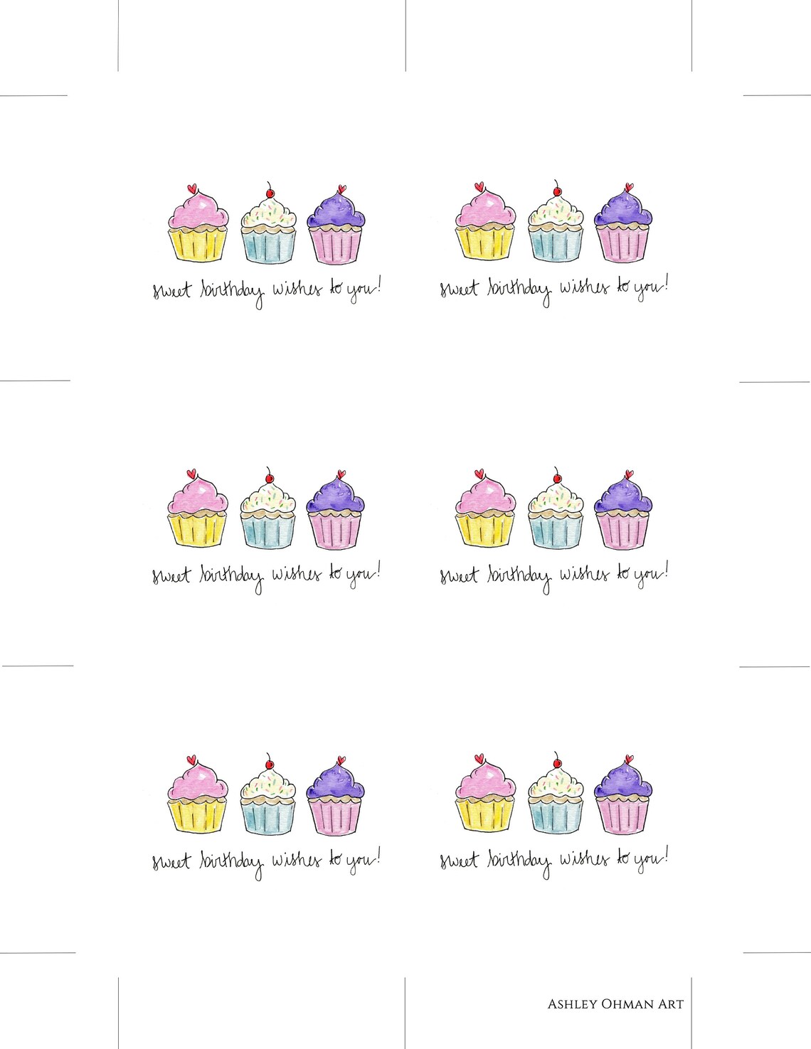 PRINTABLE Cupcakes Square Gift Tag, 3x3 Birthday Tag, Cupcake Printable ...