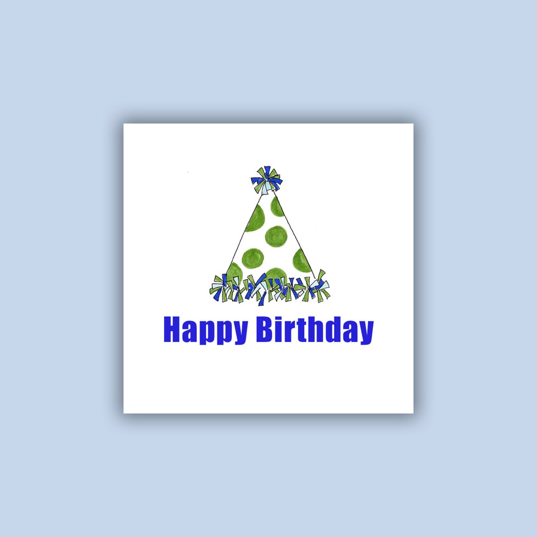 PRINTABLE Happy Birthday Gift Tag, Printable Party Hat Gift Tag ...