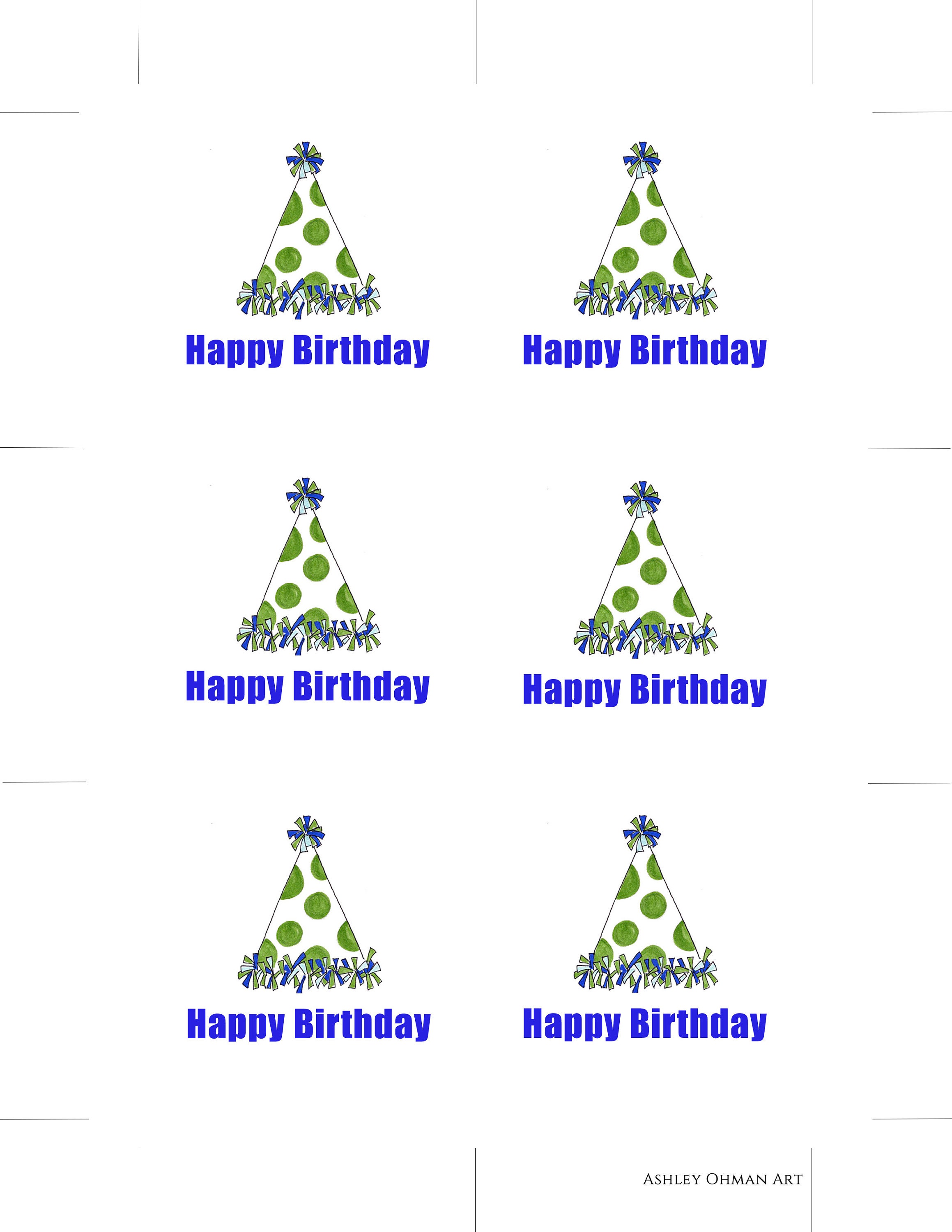 PRINTABLE Happy Birthday Gift Tag, Printable Party Hat Gift Tag ...