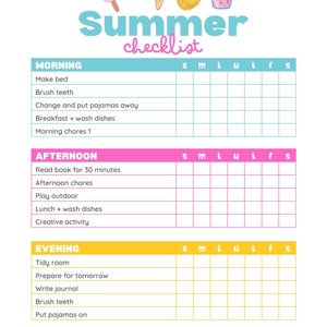 PRINTABLE Summer Checklist Summer Checklist for Kids Summer - Etsy