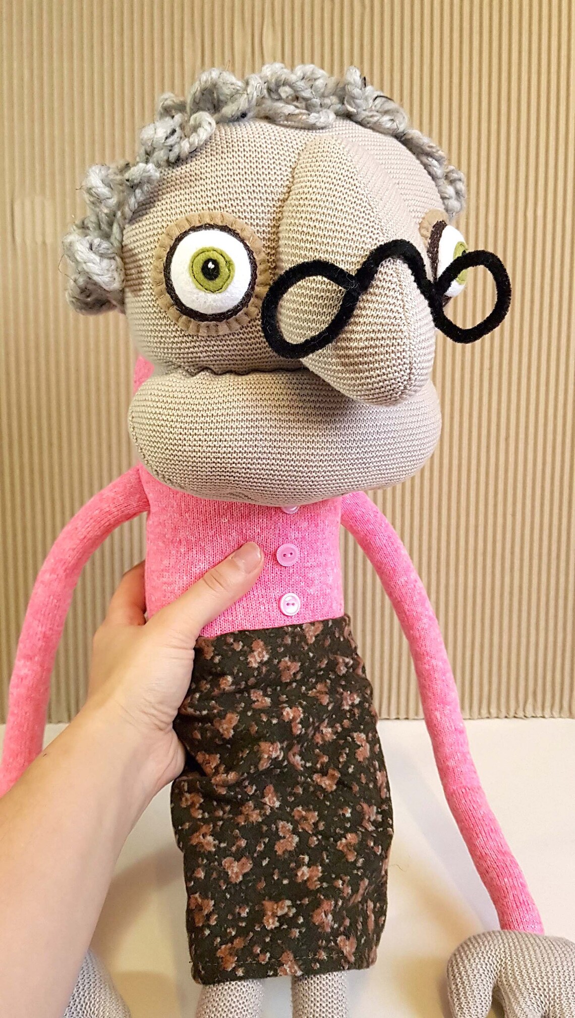 Grandma Plush Doll Handmade Collectable Soft Sculpture Grandmother ...