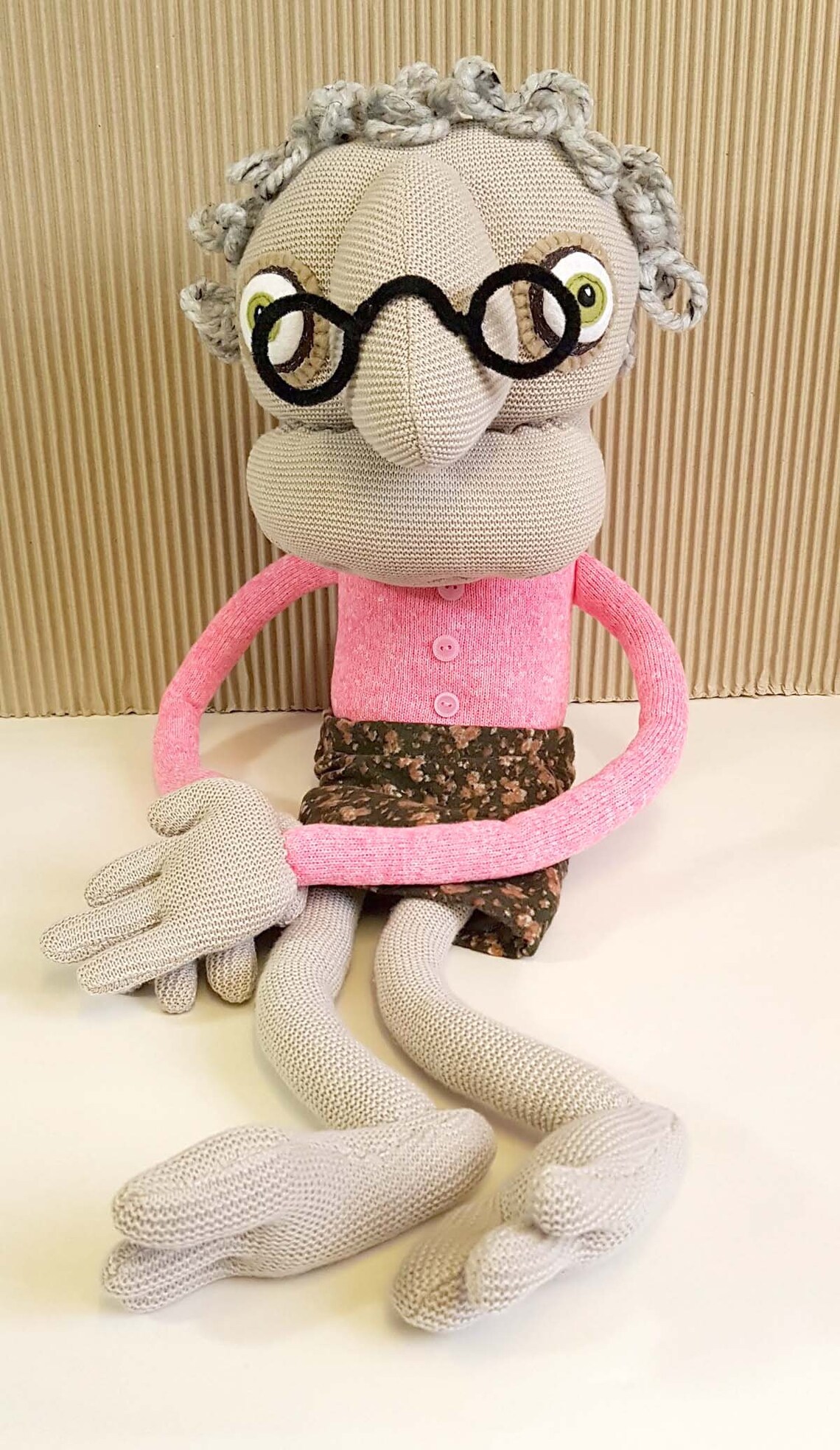 Grandma Plush Doll Handmade Collectable Soft Sculpture Grandmother ...